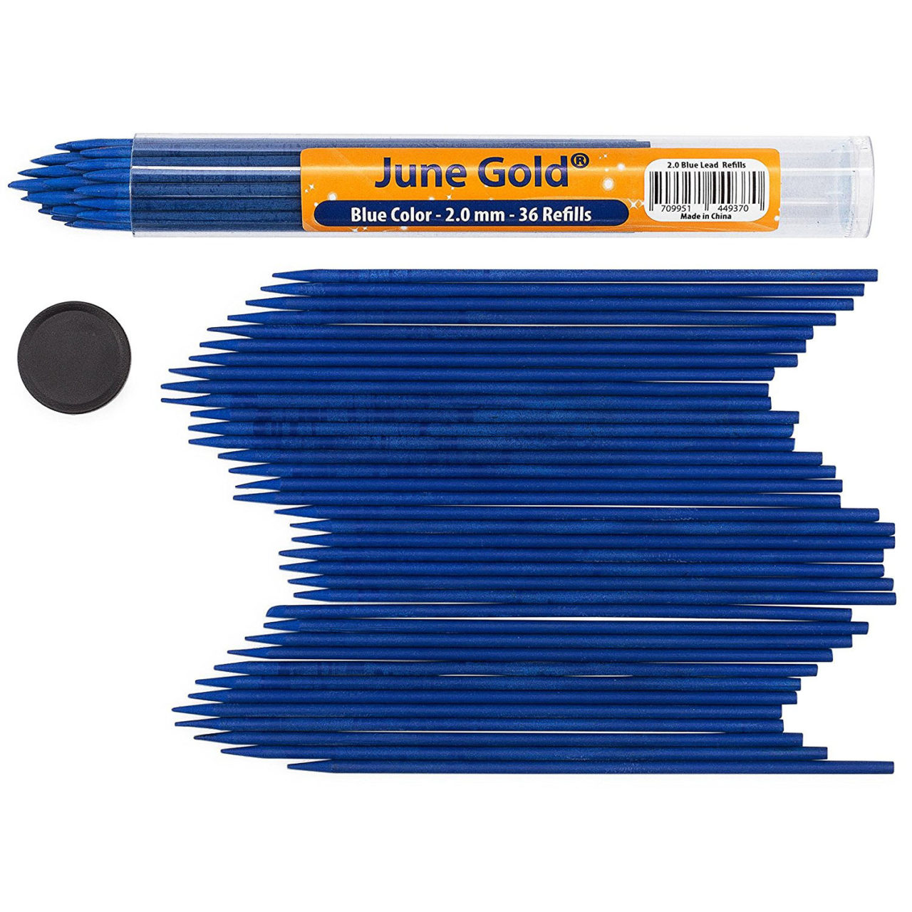 36 Pack of 2.0 mm Blue Colored Lead Refills – June Gold