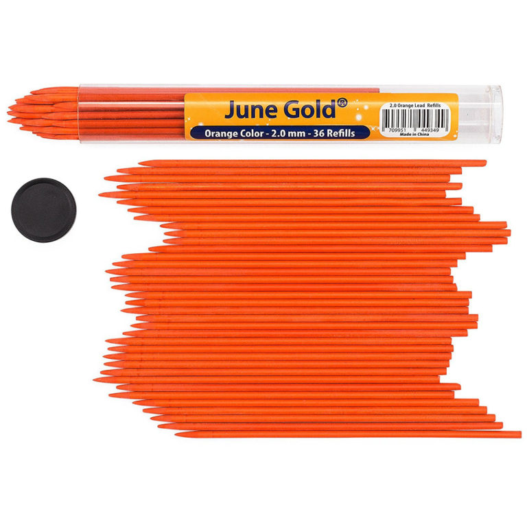 36 Pack of 2.0 mm Orange Colored Lead Refills – June Gold